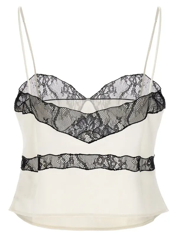 Andamane Narcisa Satin Top With Lace Inserts
