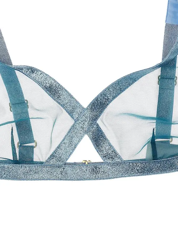 TOM FORD Iridescent Sable Tulle Bra - Blue