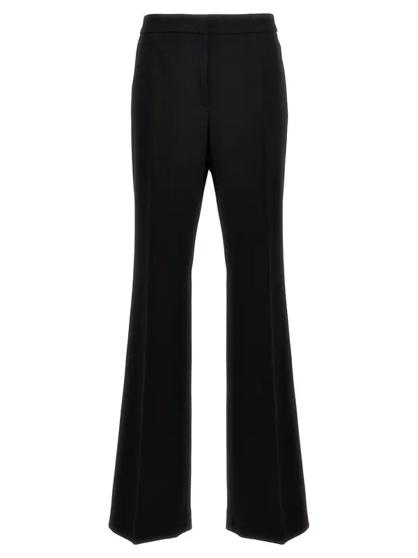Moschino Wide Leg Wool Blend Crepe Pants - Black