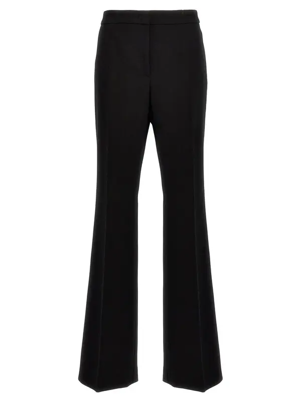 Moschino Wide Leg Wool Blend Crepe Pants - Black