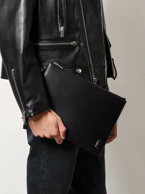 Saint Laurent Monogram Leather Clutch