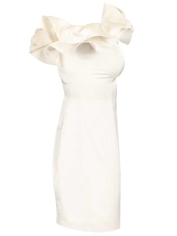 ROTATE BY BIRGER CHRISTENSEN Off-the-shoulder Ruffled Satin Mini Dress - White