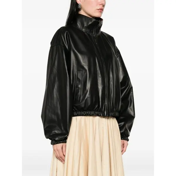 Balenciaga Leather Jacket With Checkered Lining - Black