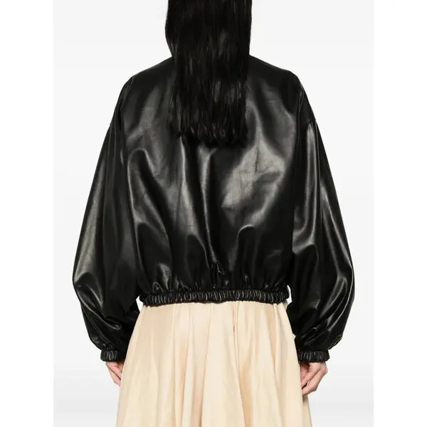 Balenciaga Leather Jacket With Checkered Lining - Black