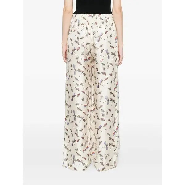 Gucci Dragonfly Print Silk Trousers - Cream