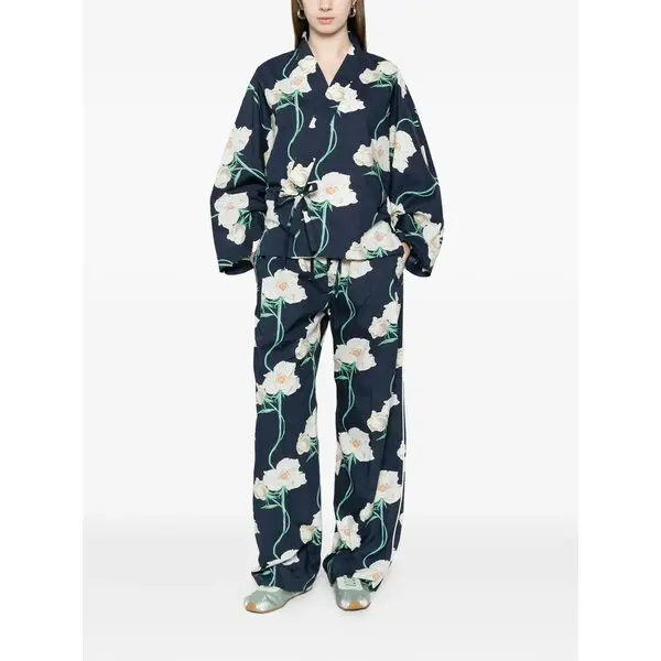 Kenzo Floral Print Wide Sleeve V-neck Top