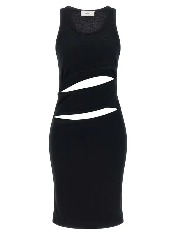 Coperni Spiral Cotton Mini Dress With Cut-out Detailing - Black