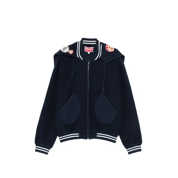 Kenzo Navy Appliqué Detail Bomber Jacket