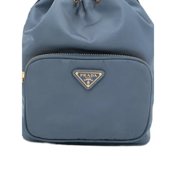 Prada Calf Leather And Recycled Polyamide Bucket Bag - Blue