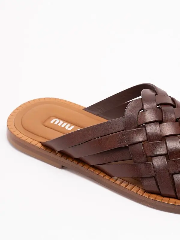 Miu Miu Woven Leather Sandals - Multicolor