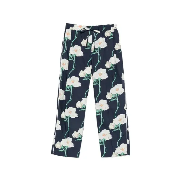 Kenzo Straight Leg Floral Print Trousers - Blue