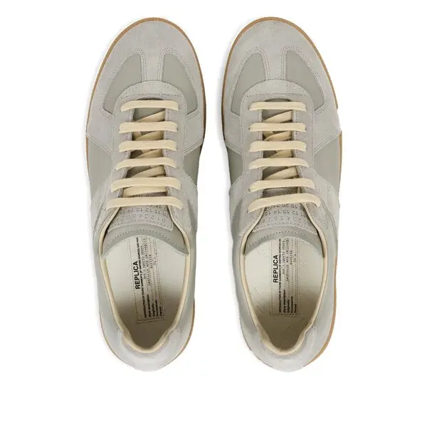 MAISON MARGIELA Grey Suede And Leather Low-top Sneakers - Gray