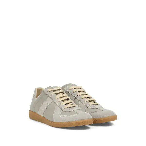 MAISON MARGIELA Grey Suede And Leather Low-top Sneakers - Gray