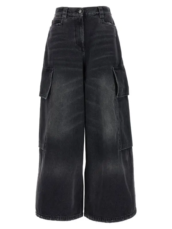 Palm Angels Parachute Wide Leg Jeans - Gray