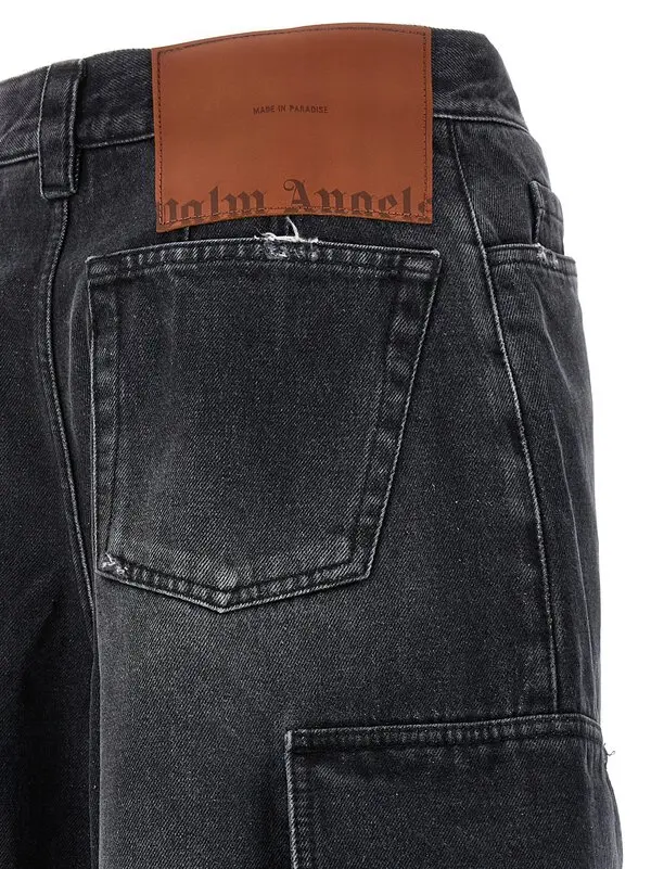 Palm Angels Parachute Wide Leg Jeans - Gray