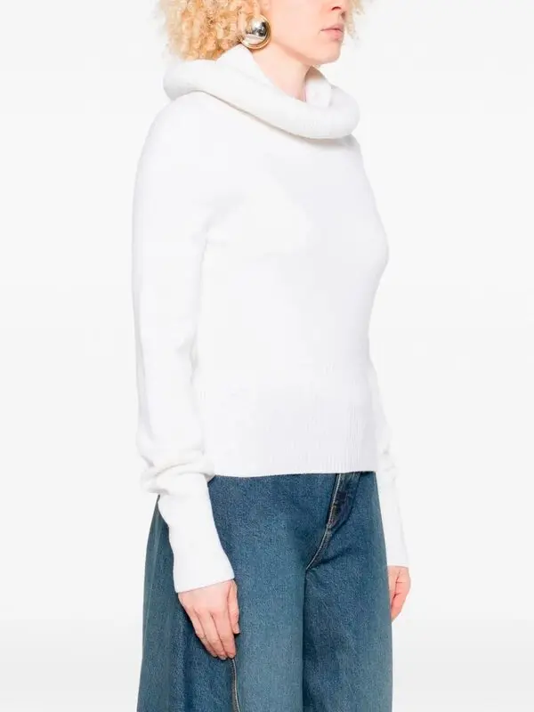 Alaïa Ribbed Merino Wool Hooded Pullover