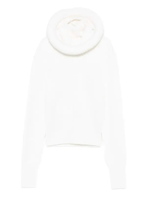 Alaïa Ribbed Merino Wool Hooded Pullover - Multicolor