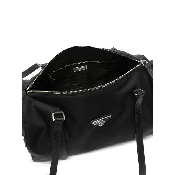Prada Re-nylon Duffel Bag With Saffiano Leather Details - Black