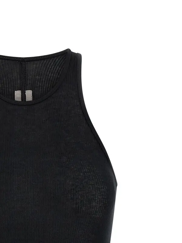 Rick Owens Basic Rib Tank Top In Ribbed Viscose And Stretch Silk