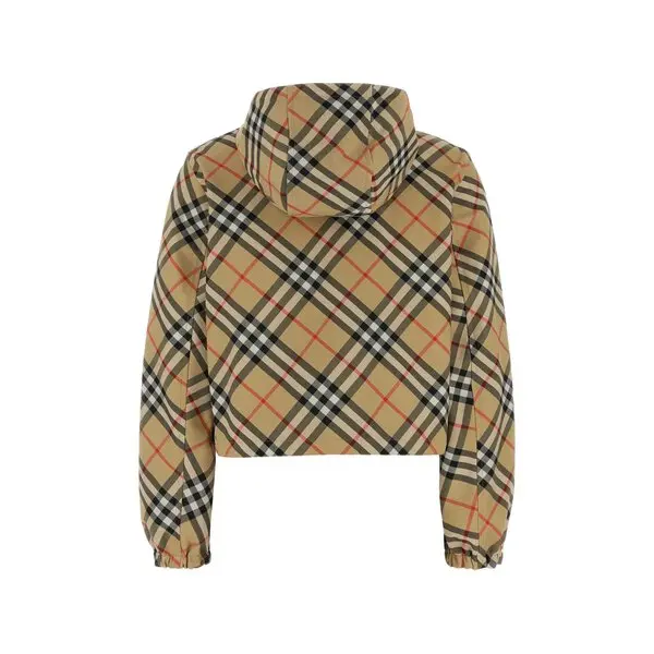 Burberry Cropped Jacket In Check Twill And Nylon