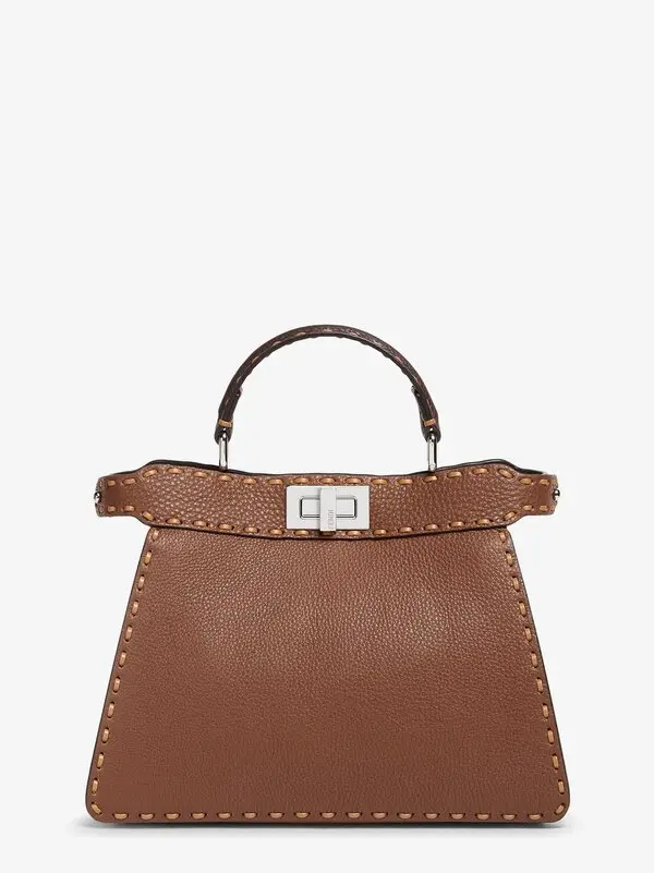 Fendi Peekaboo Iseeu Small Leather Shoulder Bag With Selleria Macro Stitching - Multicolor