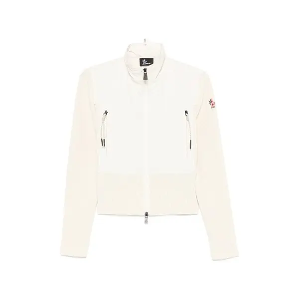 Moncler Off-white Knit Zip-up Cardigan - Cream