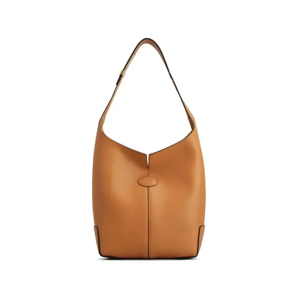 TOD'S Leather Shoulder Bag With Detachable Pouch - Brown