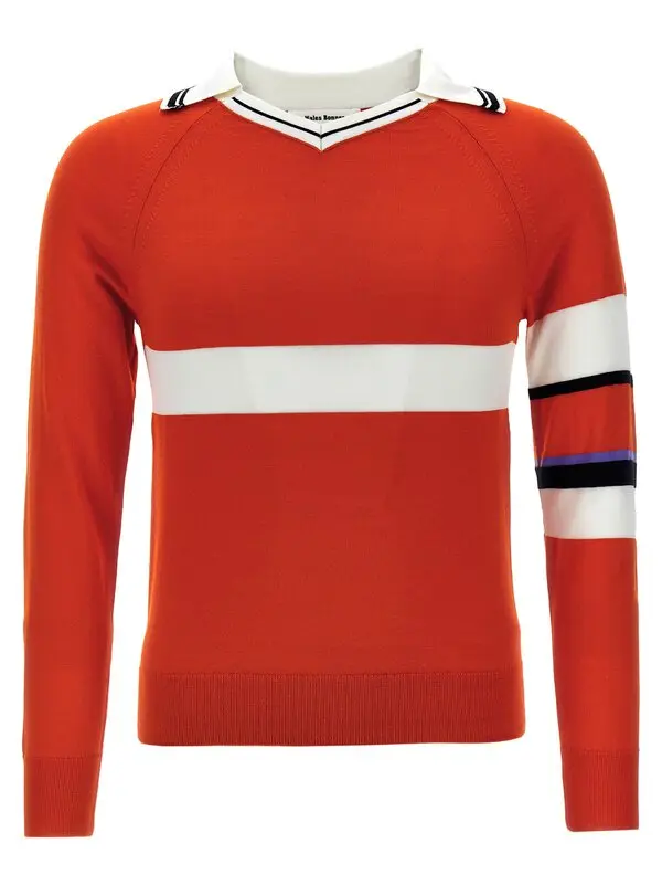 WALES BONNER Calm" V-neck Wool And Silk Sweater - Multicolor