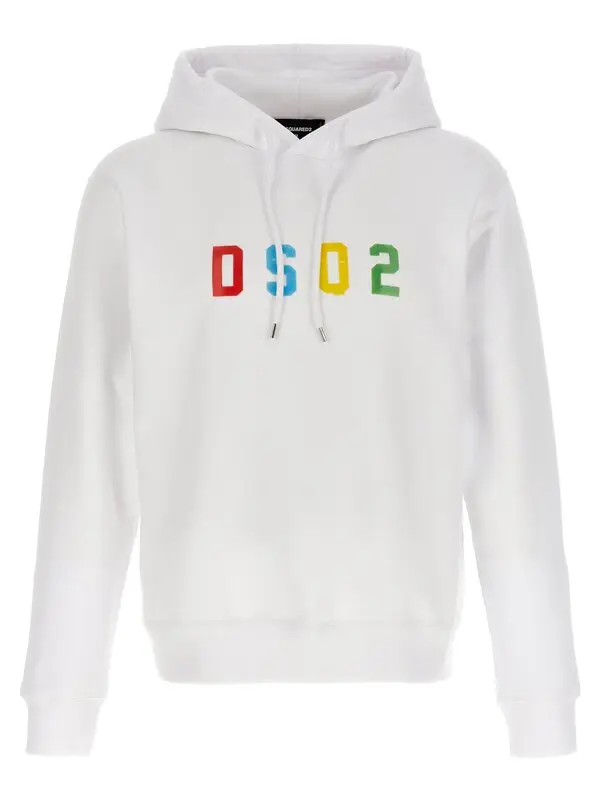 Dsquared2 Cool Fit" Cotton Hoodie With Rubberized Logo - White