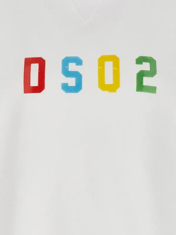 Dsquared2 Cool Fit" Cotton Hoodie With Rubberized Logo - White