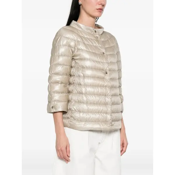 Herno Quilted Three-quarter Sleeve Jacket - Cream