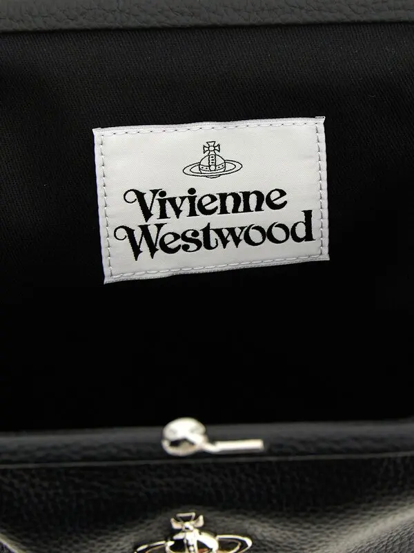 VIVIENNE WESTWOOD Clutch With Orb Logo And Hammered Finish
