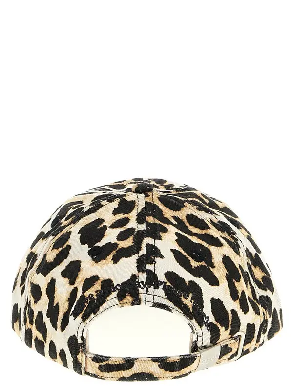GANNI Leopard-print Organic Cotton Baseball Cap - Brown