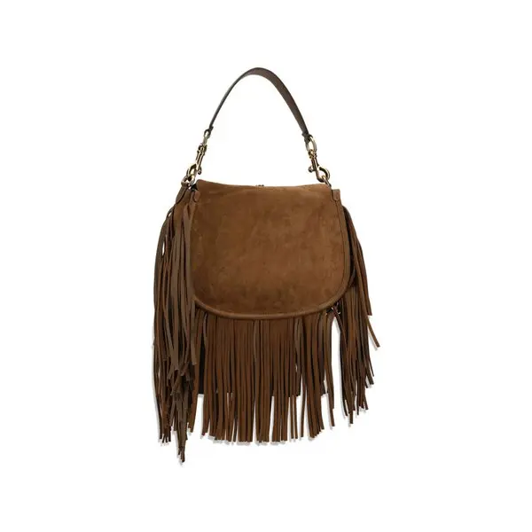 Etro Suede Fringe Satchel Bag - Brown