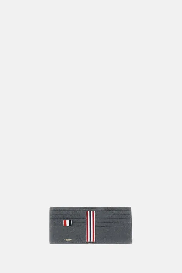 Thom Browne Billfold W/ Rwb Stripe In Pebble Grain Leather