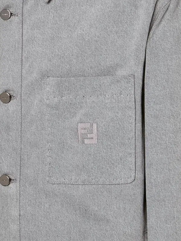 Fendi Stone Bleached Denim Jacket - Gray