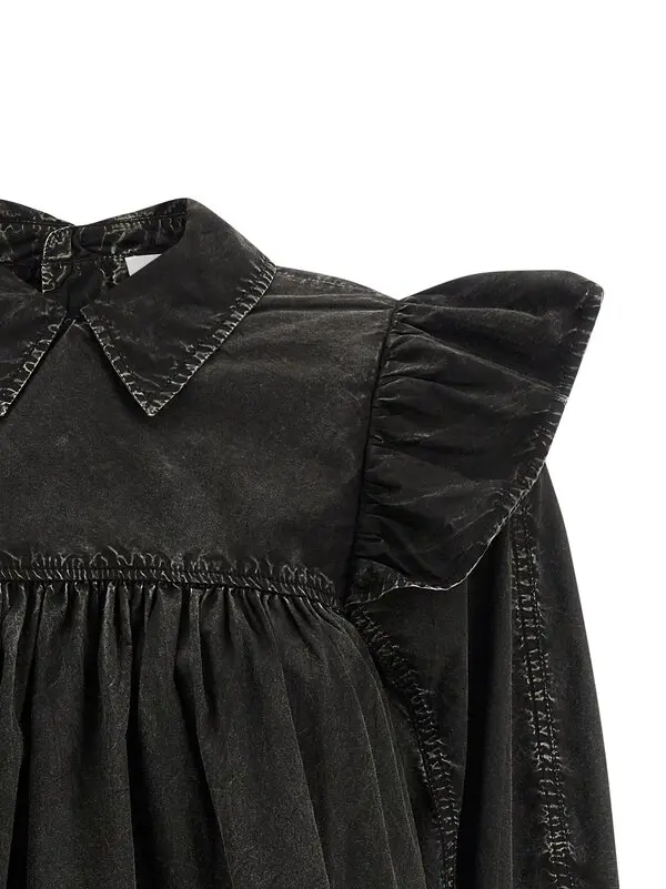 GANNI Washed Frill Cotton Blouse
