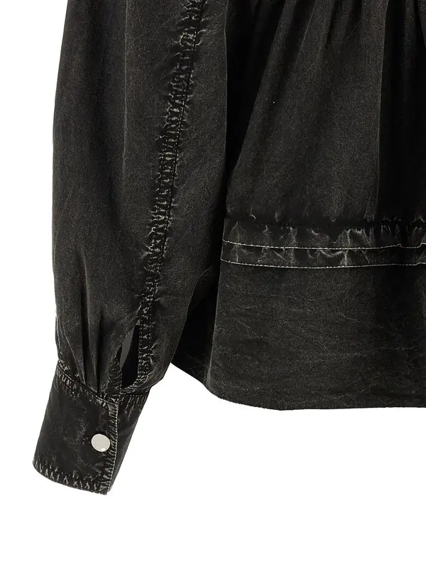 GANNI Washed Frill Cotton Blouse