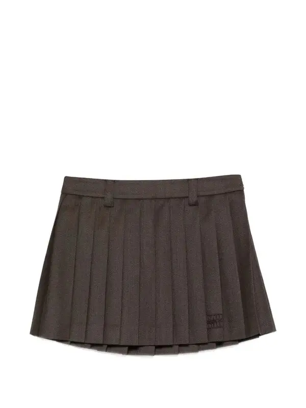 Miu Miu Pleated Wool Skirt - Multicolor