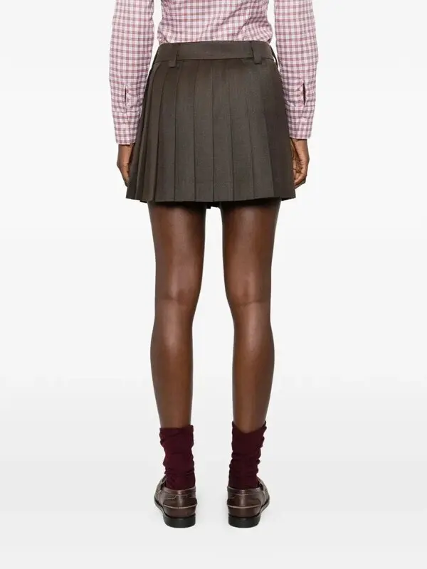 Miu Miu Pleated Wool Skirt - Multicolor