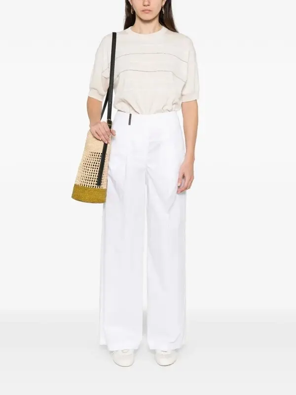 Peserico Cotton Wide Leg Pants Made In Italy