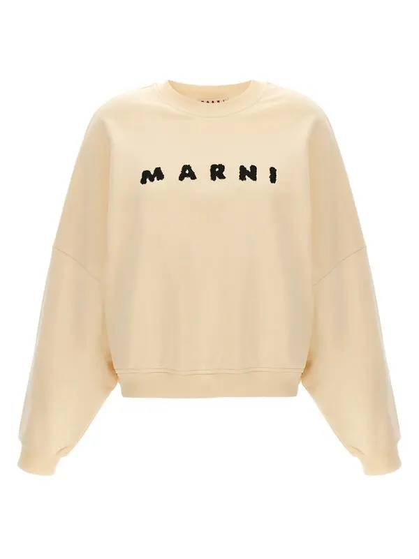 Marni Logo Print Crewneck Sweatshirt - White