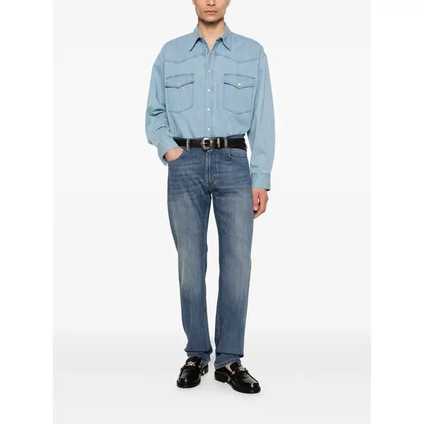 Versace Denim Regular Fit Straight-leg Jeans - Blue