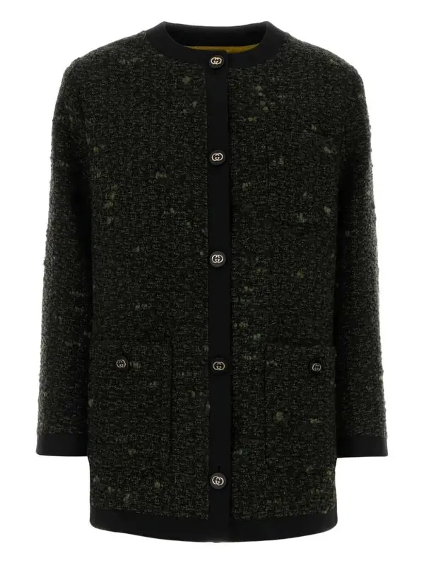 Gucci Green And Black Bouclé Wool Jacket
