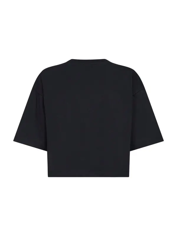 Marni Black Jersey Cropped T-shirt With Scribbled Logo