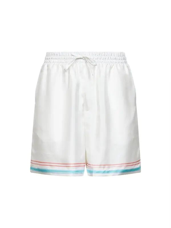 Casablanca White Silk Twill Dance Joy Shorts - Multicolor
