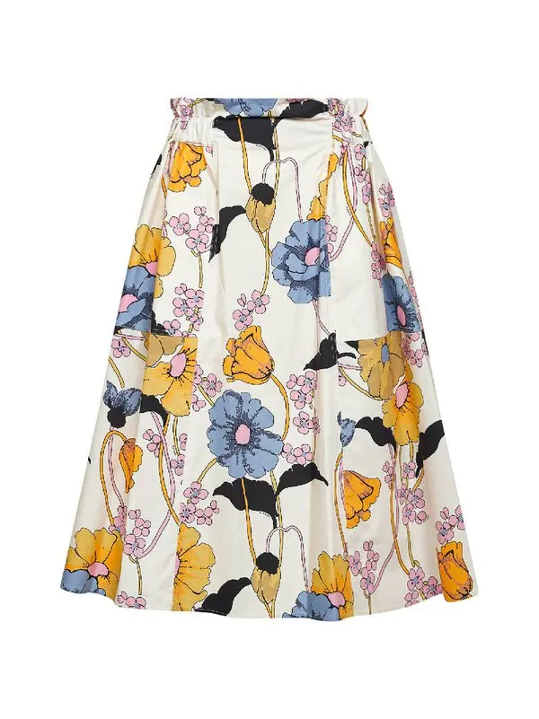 Marni Melodia-printed Poplin Midi Skirt - Multicolor