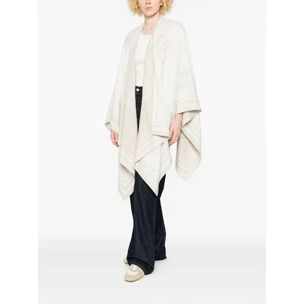 Fendi Geometric Pattern Virgin Wool Cape
