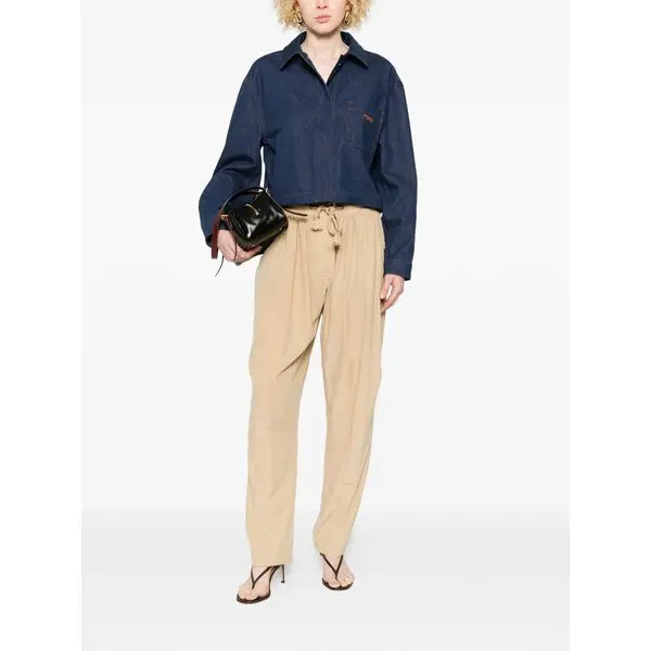 Fendi Denim Jacket With Logo Embroidery - Blue