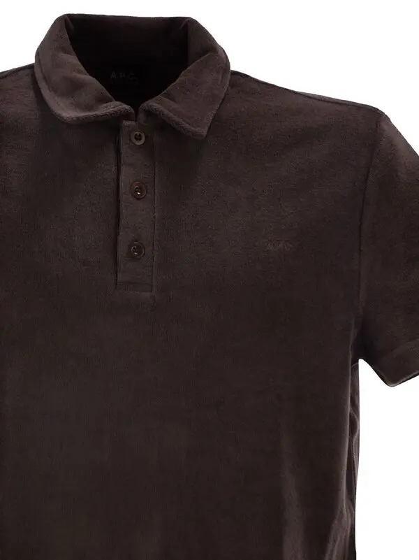A.p.c. Julian Organic Cotton Terry Polo Shirt - Brown